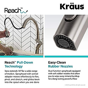 Kraus KPF-2522SFS Arqo Dual Function Pull Down Kitchen Faucet, 15 Inch, Spot Free Stainless Steel
