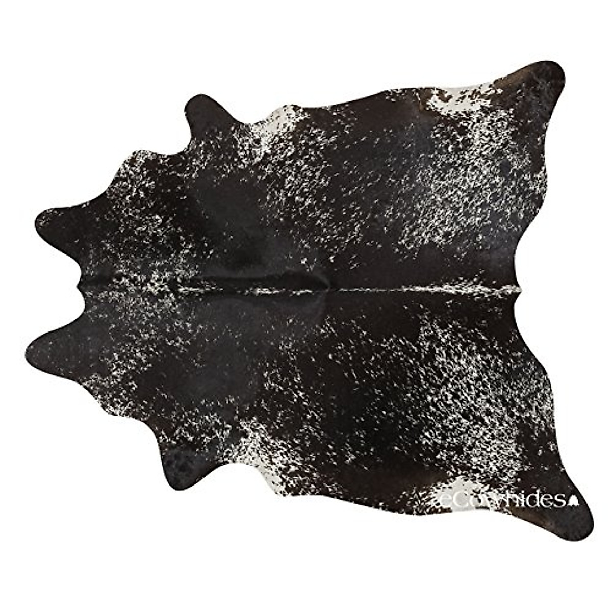 ecowhides Black Salt and Pepper Brazilian Cowhide Area Rug, Cowskin Leather Hide for Home Living Room (XL) 7 x 6 ft