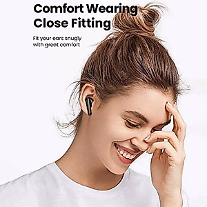 UGREEN HiTune T1 Wireless Earbuds with 4 Microphones, HiFi Stereo Bluetooth Earphones with Deep Bass Mode, ENC Noise Cancelling for Clear Calls, Touch Control, IPX5 Waterproof, 24H Playtime, Black