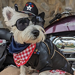 NIULA Dog Leather Jacket - Cute Leather Dog Jackets Motorcycle Clothes with Buttons Pet Waterproof Winter Coat for Small Medium Dogs