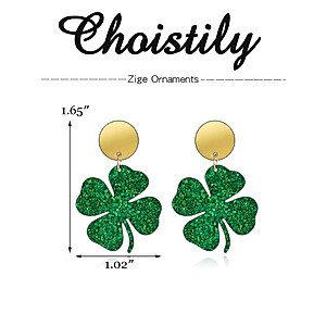St Patricks Day Earrings Gifts Green Acrylic Shamrock Earrings for Women Sparkly Lucky Irish Earrings Holiday Earrings St Patricks Day Accessories St Patricks Day Shirt Women