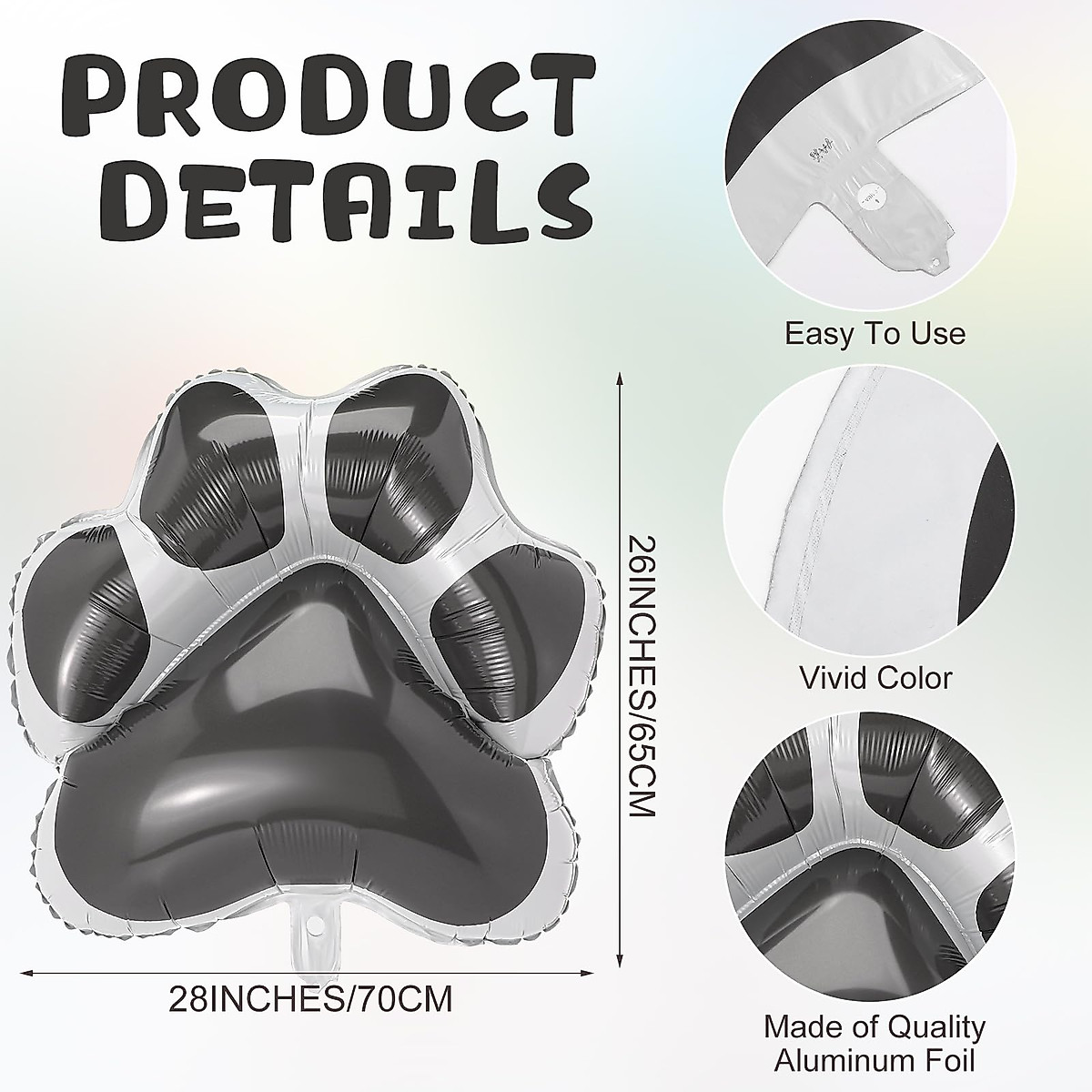 Hungdao 9 Pcs 28 x 26 Inch Dog Paw Balloons Paw Print Foil Balloons Large Puppy Birthday Party Supplies Balloons for Baby Shower Pets Dog Themed Party Decorations (Grey)