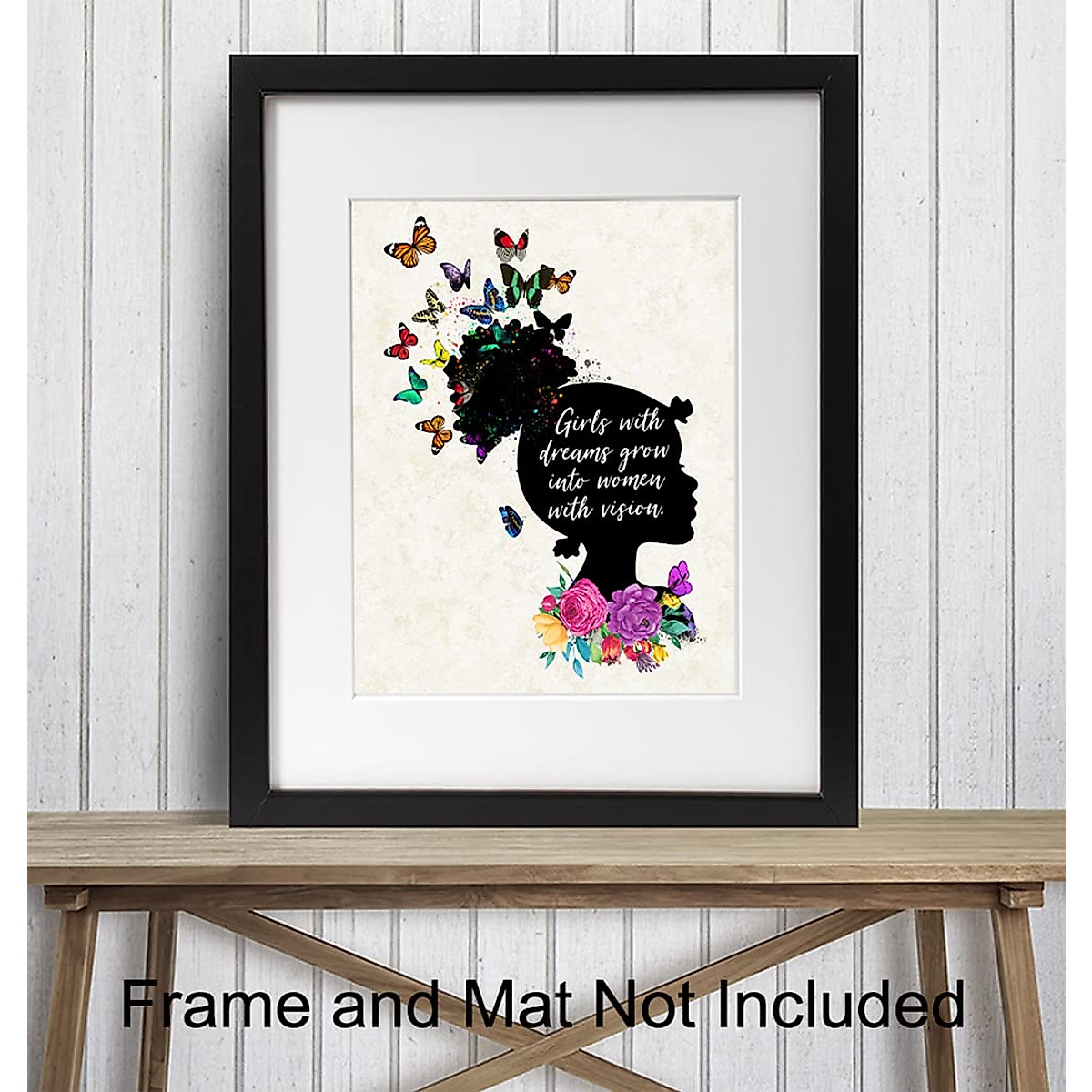 African American Girls Motivational Wall Art - Black Art - Inspirational Poster - Teens, Little Girls Bedroom, Kids Room - Positive Quotes - Encouragement Sayings - Daughter Gifts - Family Wall Decor