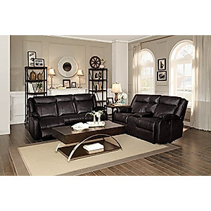 Homelegance Jude 82" Manual Leather Gel Reclining Sofa, Brown