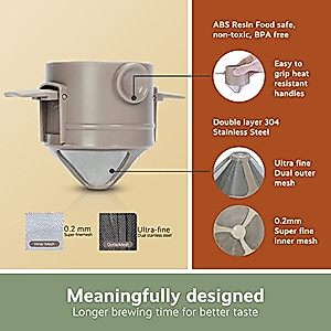 Jocuu Portable Pour Over Coffee Filter, Drip Coffee Maker for Office, Home & Travel, 1- 4 Cups, Stainless Steel, Collapsible, Heat-Resistant Handles, Reusable & Paperless