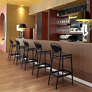 Home Square Contemporary Resin Indoor Outdoor Bar Stool in Black - Set of 2