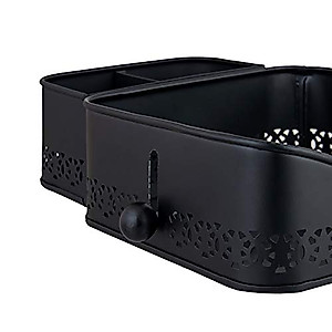 Asiatic Craft Salt Pepper and Napkin Caddy - Galvanized Black Holder Metal for Kitchen Farmhouse Organizer Indoor Outdoor Table Home Décor Hotel Design 1 AC-AE-037N