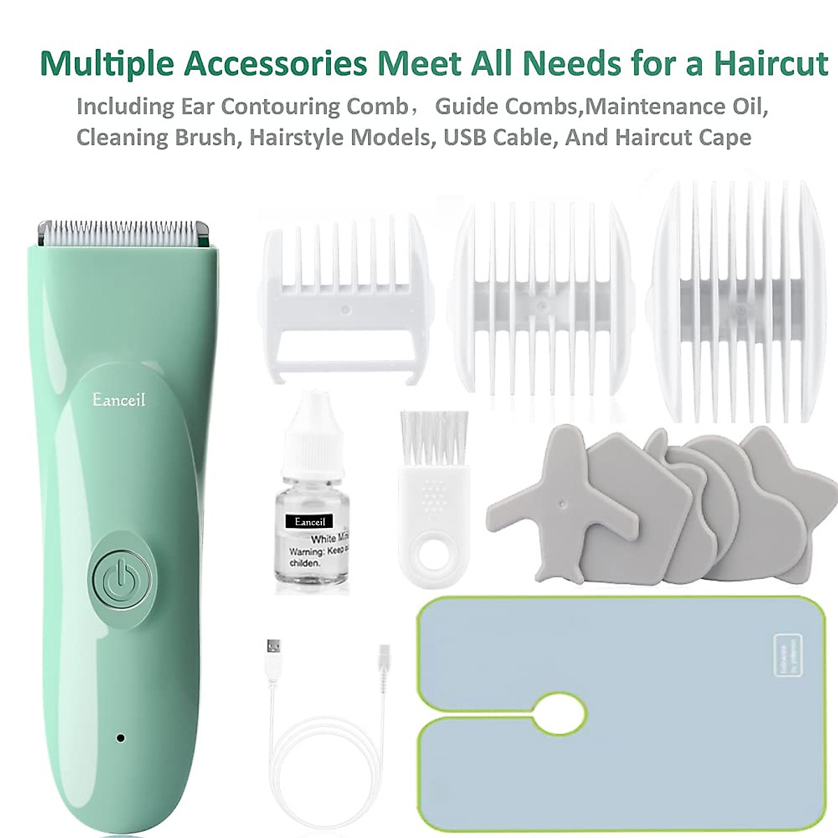 Baby Hair Clippers - Ultra Quiet Electric Hair Trimmer, Cordless Rechargeable Waterproof Haircut Kit for Kids Infants & Adult.