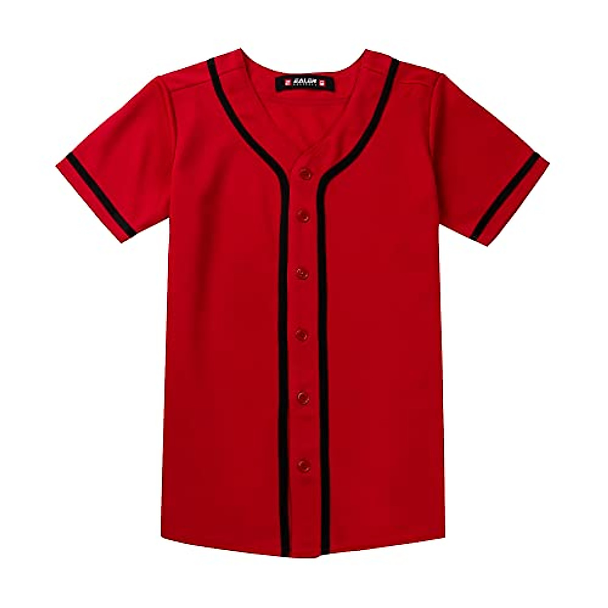 EALER BJW80 Womens Button Down Baseball Jersey, Blank Softball Team Uniform, Hip Hop Hipster Plain Tshirts Short Sleeve Active Tee Shirts Red