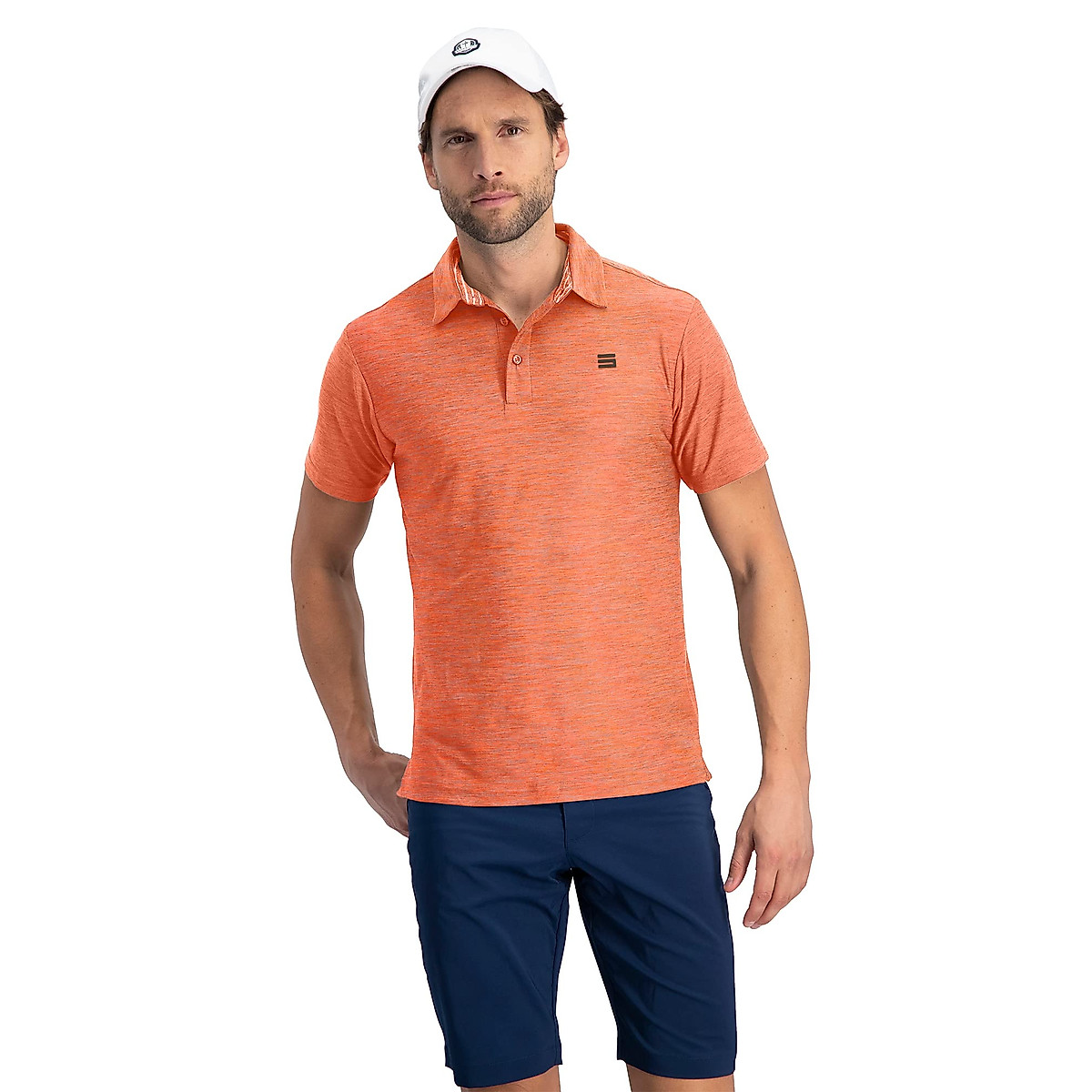 Three Sixty Six Golf Shirts for Men - Dry Fit Short-Sleeve Polo, Athletic Casual Collared T-Shirt Orange