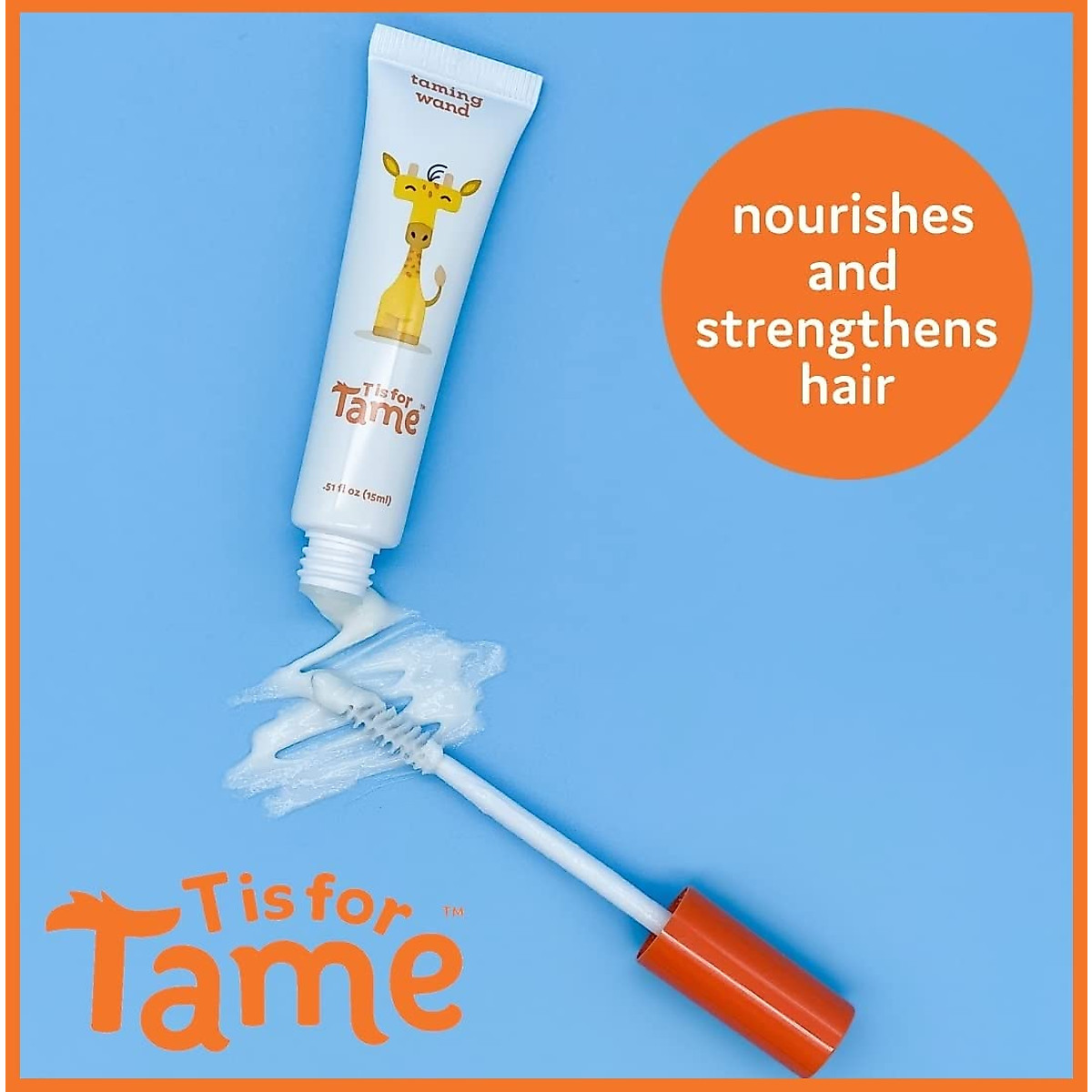 T is for Tame Hair Taming Wand for Flyaways, Frizz - Natural & Vegan Kids Haircare Styling Wand - Slick Back Smoothing Stick for Baby & Toddler - Anti-Frizz, Flyaway Hair Tamer - 1 Pack