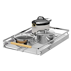 WEJIPP Pull Out Cabinet Drawer Organizer, Expandable & Adjustable Slide Out Kitchen Storage Shelves,Heavy Duty Rack,Under Sink Divider,Space Saving,Stainless Steel