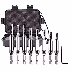 GORCHEN Center Drill Bit Self Auto Centering Hinge Drill Bit Set for Woodworking Door Window Cabinet Total 10 PCS