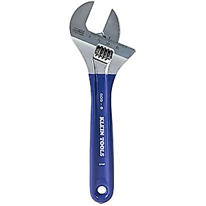 Klein Tools D509-8 Adjustable Wrench, Extra Wide Jaw Forged Drive Wrench with High Polish Chrome Finish, 8-Inch
