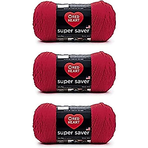 Red Heart Super Saver Yarn, 3 Pack, Hot Red 3 Count