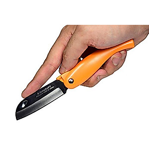 Seki Japan Folding Fruit Knife, Small Peeling Knife, 3.3-inch stainless steel blade with orange plactic handle, for kitchen and outdoor