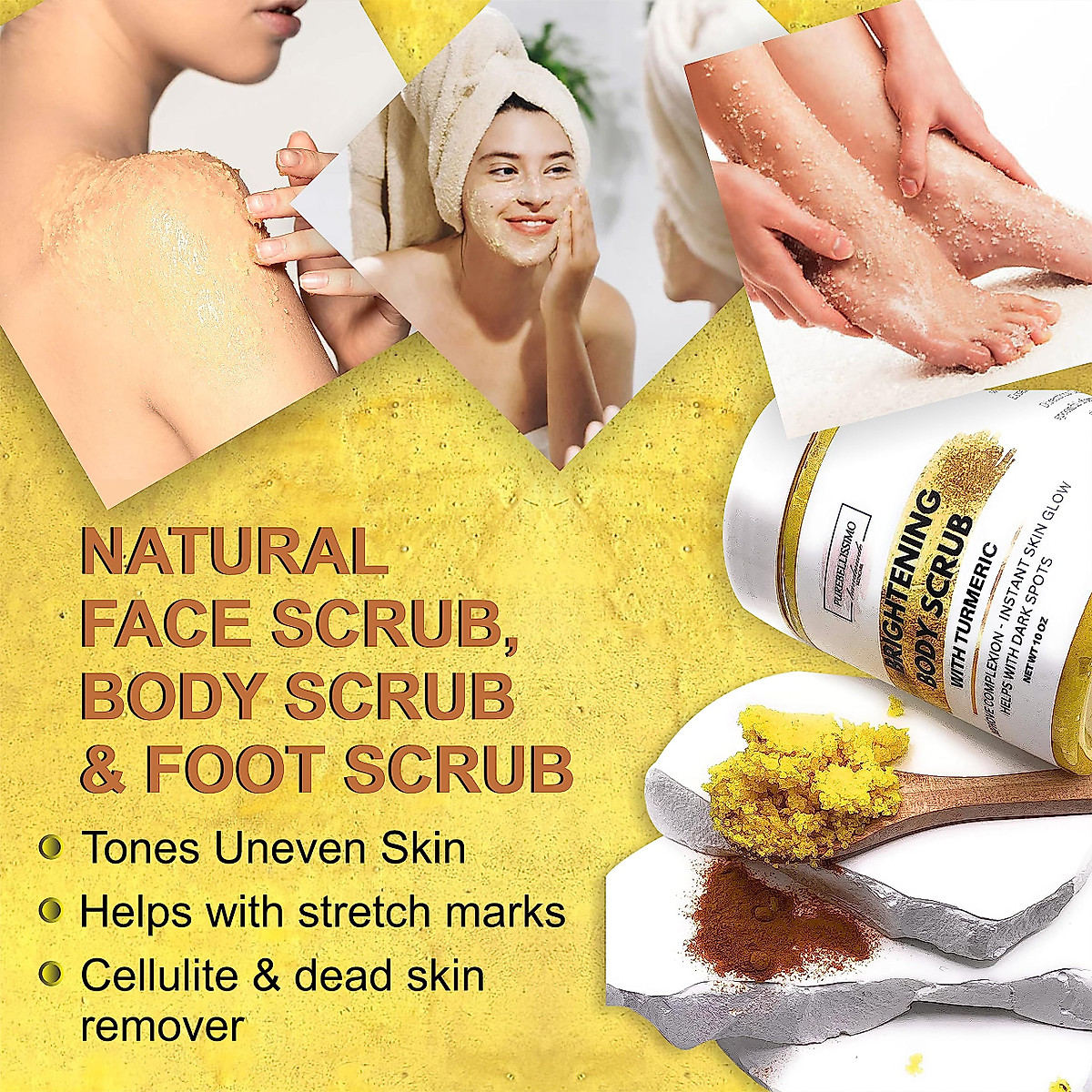 SUGAR BODY SCRUB Brightening Scrub Sugar Scrub Turmeric Body Exfoliant Scrub For Dark Spots (Sugar)