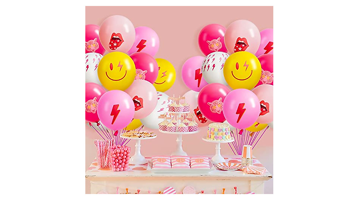 Preppy Y2K Hot Pink Balloons - 50pc Retro Party Decor