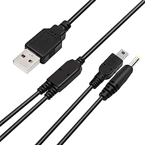 Funturbo PSP Charger Cable, PlayStation Portable Charger PSP Power Cord for Charging Sony PSP 1000 2000 3000 USB Data Cable & Charging Cord 2-in-1 (2 Pack)