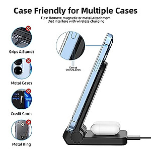 Wireless Charger for iPhone/Samsung/AirPods, 2-in-1 iPhone Charger Fast Charging, Wireless Charging Station for iPhone14/13/12/11/Pro/Max/SE/XS/XR/X/8 Plus/8, AirPods/Google/LG/Sony, etc