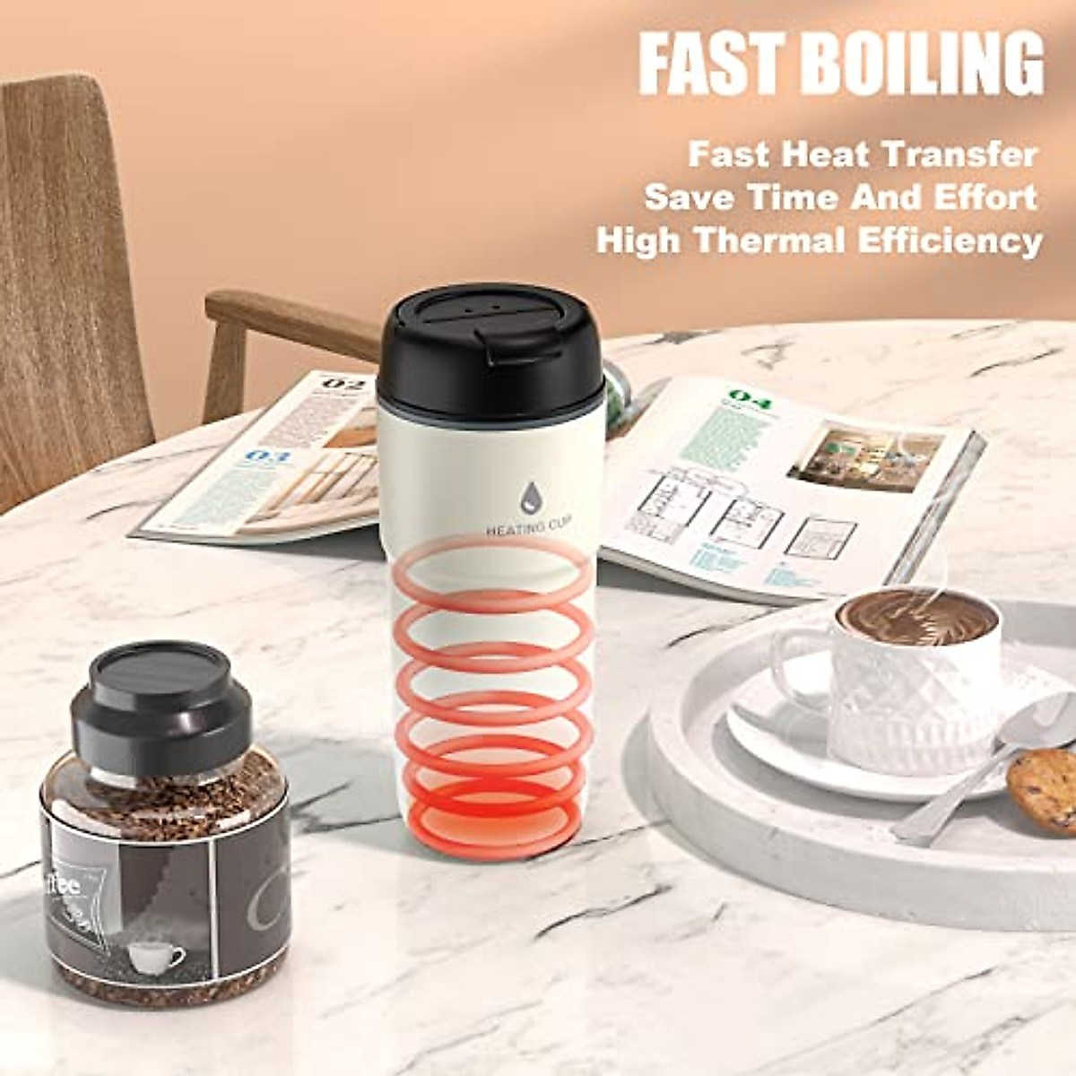 PWAYTEK Travel Electric Kettle Small Stainless Steel, Portable Quick-Boil Electric Kettle, 350ml Mini Travel Kettle, Portable Anti-Dry Kettle, with 3 Preset Temperatures Auto Off and Quick Boiling