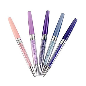Gullor 5PCS Bling Bling Silm Crystal Diamond Retractable Ballpoint Pen - Style A