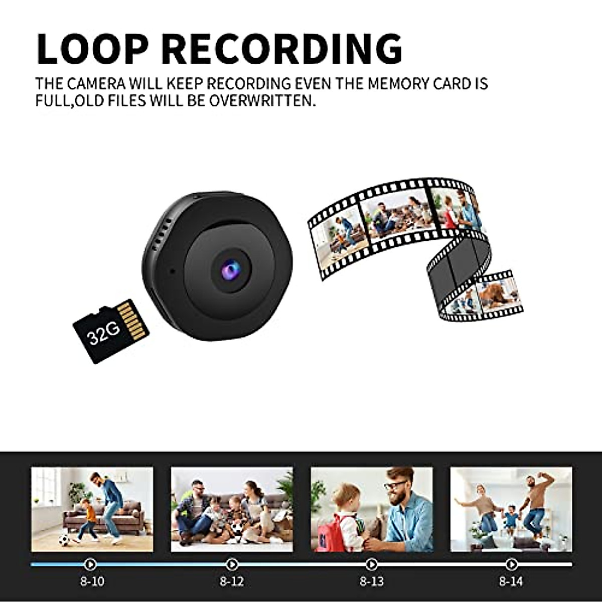 Mini Spy Hidden Camera WiFi Nanny Cam with App 1080P HD Small Wireless Portable Home Security Cameras Covert with Night Vision Motion Detection Built in Battery 32Gb SD Card for Home Indoor Outdoor