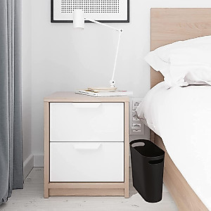 LOSYHU 3.2 Gallon Slim Waste Basket, Black, 2 Pack, Plastic Small Trash Can with Handles, 12L Capacity