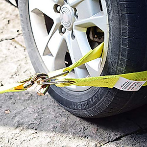 Otherya 2inch X 36inch Long Axle Tie Down Straps with D-Ring and Protective Sleeve -10,000 Pound Capacity - Auto Car Hauler Tie Downs Tow Wrecker for Demco Kar Kaddy Dollys (Pack of 4)