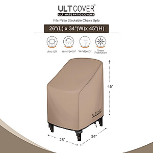 ULTCOVER Stackable Patio Chair Cover – Waterproof Outdoor Stack of Chairs Cover 2 Pack Fits Up to 26W x 34D x 45H inches