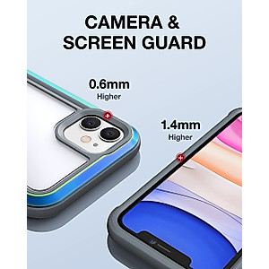 Raptic Shield for iPhone 11 Case, Shockproof Protective Clear Case, Military 10ft Drop Tested, Durable Aluminum Frame, Anti-Yellowing Technology Case for iPhone 11, Iridescent