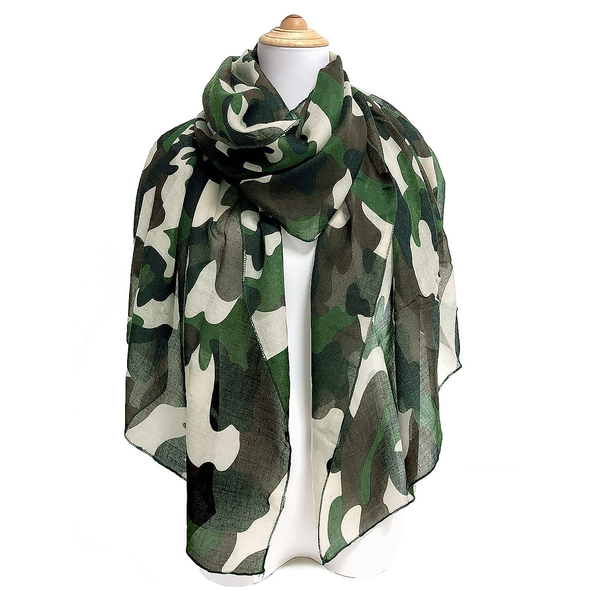 GERINLY Scarves - Lightweight Travel Scarf Camouflage Print Shawl Wrap Army Sport Fan Accessories (Army Green)