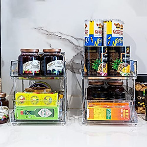 Hourleey 2 Tier Household Organizer with Dividers, Double Layer Multi-Purpose Slide-Out Bathroom Vanity Countertop Closet Organization, Refrigerator Organizers and Storage, For Kitchen Pantry Cabinet