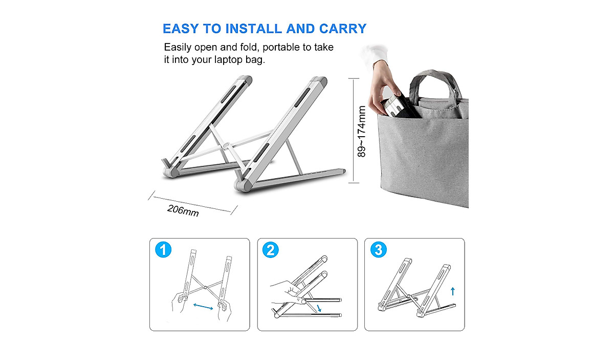 Jubor Portable Laptop Stand - Adjustable, Collapsible & Sturdy