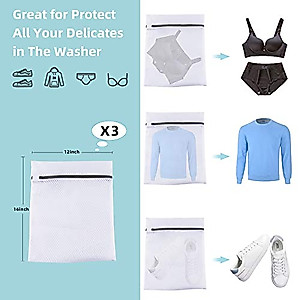 GOGOODA Delicates Laundry Wash Bags Lingerie Bags for Laundry Great for Laundry, Hosiery, Blouse, Underwear, Pantyhose, Socks (Set of 3 Medium)