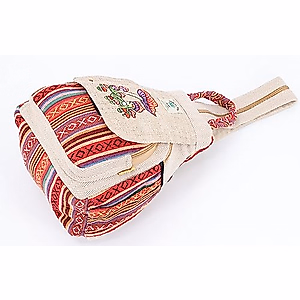 Unique design Mushroom Embroidery Himalaya Hemp Hippie Backpack Festival Backpack FAIR TRADE Handmade with Love. (NATURAL HEMP)