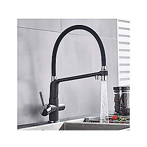 YJRIC Kitchen fau cet Kitchen Water Filter Faucet Kitchen faucets Dual Spout Filter Faucet Mixer 360 Degree Rotation Water Purification Feature Taps,Black