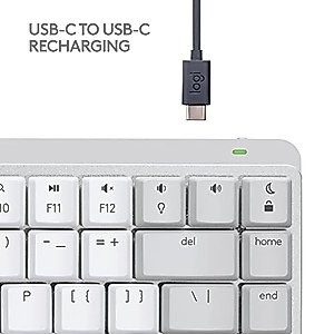 Logitech MX Mechanical Mini for Mac Wireless Illuminated Keyboard, Low-Profile Performance Switches, Tactile Quiet Keys, Backlit, Bluetooth, USB-C, Apple, iPad - Pale Grey