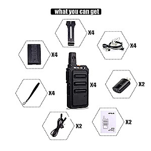 Retevis RT19 Walkie Talkies for Adults,Walkie Talkie with Earpiece and Mic Set,Metal Clip,1300mAh,USB Charger,Hands Free Two Way Radios for Warehouse Clinic Restaurant Easter Baskets for Kids (4 Pack)
