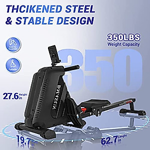 Rowing Machine, DMASUN Magnetic Rower 350 LB Weight Capacity Row Machine with 16 Level Resistance, LCD Display & Comfortable Seat Cushion, Rowing Machines for Home Use Foldable