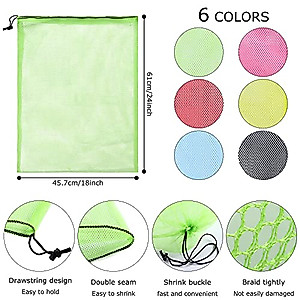 iMucci 18"X24" 6Pcs Mesh Laundry Drawstring Bag Nylon Drawstring Gym Bag with Cord Lock Closure