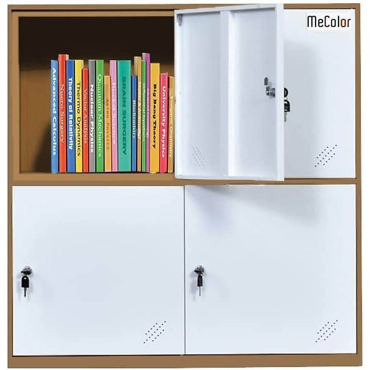 Kids Living Room Locker 4 Door Metal Locker Small Size Storage for School Bags Shoes and Toy (White)