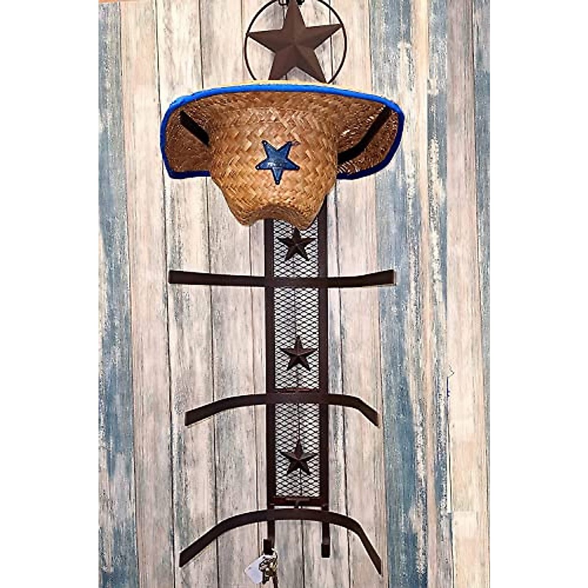 BestGiftEver Metal Star 4 Cowboy Hat Rack Fold-Up Wall Hanging Decoration Rustic Western Style