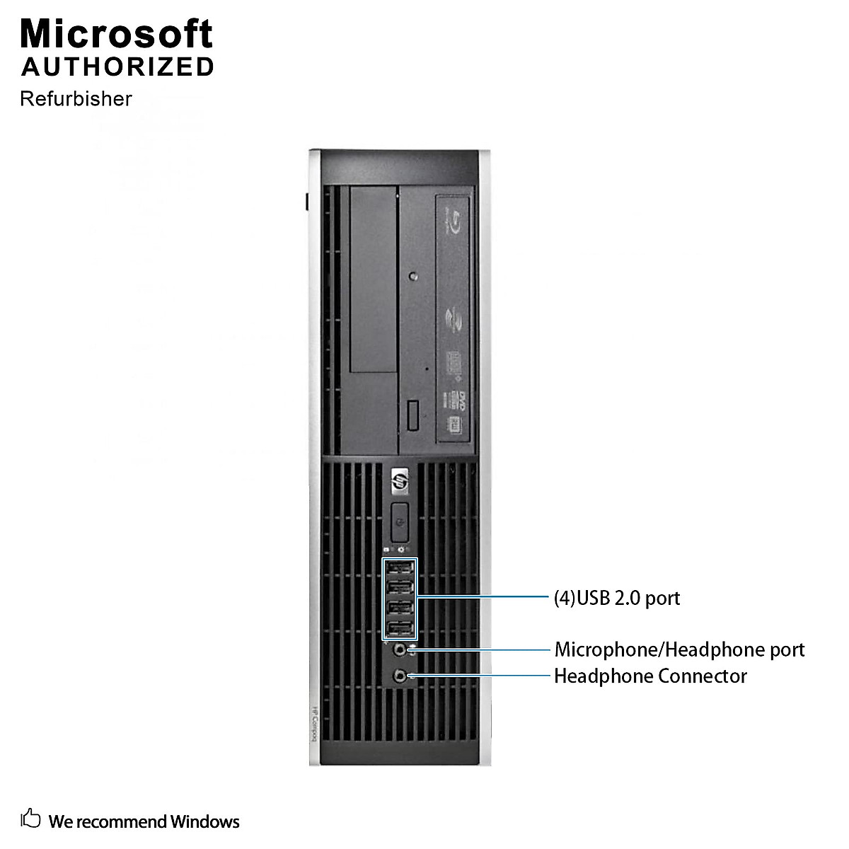 HP Compaq 6300 Pro Desktop PC - Intel Core i3-3220 3.3GHz 8GB 250GB DVD Windows 10 Pro (Renewed)