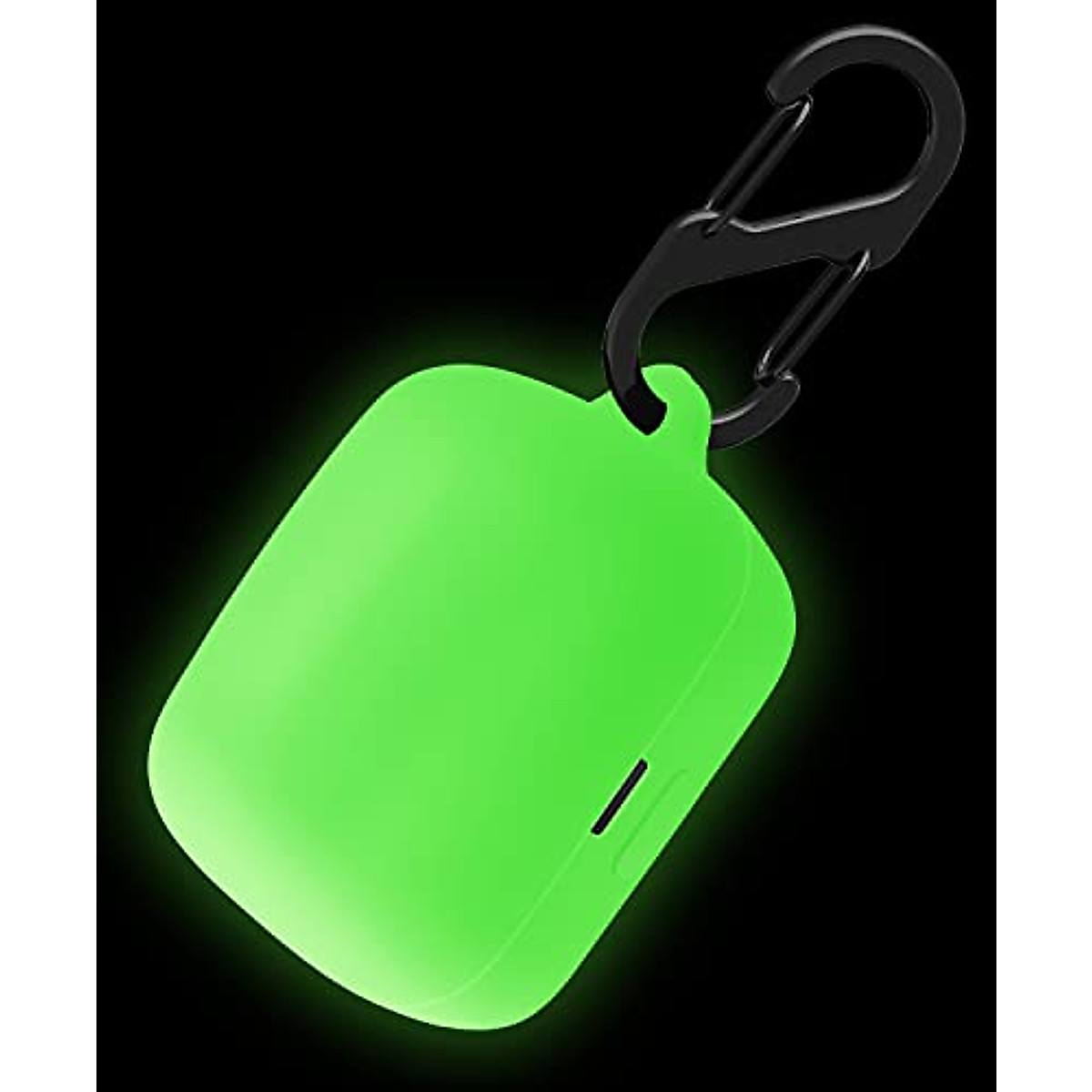 Geiomoo Silicone Case Compatible with Sony LinkBuds WF-L900, Protective Cover with Carabiner (Luminous Green)