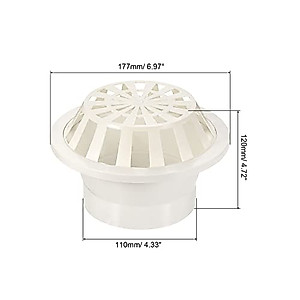 PATIKIL Duct Pipe Connector Flange 110mm ID, PVC Straight Insert Floor Atrium Grate Cover Strainer for Roof Garden, White