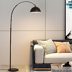 RUNNUP Modern Tall Lamp 1-Light Black Floor Lamp Metal Reading Lamp Floor Standing for Study Room Living Room Bedroom
