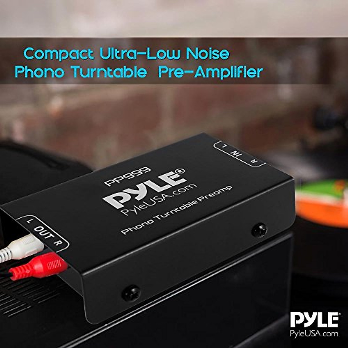Pyle Phono Turntable Preamp - Mini Electronic Audio Stereo Phonograph Preamplifier with RCA Input, RCA Output & Low Noise Operation Powered by 12 Volt DC Adapter - PP999 , Black