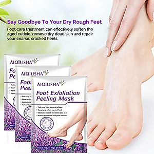 YING HUA XING Foot Mask, Dry Feet Skin Remover Mask, Foot Skin Peeling Mask Large, Foot Masks For Dry Cracked Feet- Lavender 3 Pack