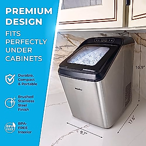 Mueller Nugget Ice Maker Machine, Quietest Heavy-Duty Countertop Ice Machine, 30 lbs of Ice per Day, Compact Portable Ice Cube Maker, 3 QT Water Reservoir, Self-Cleaning with Basket